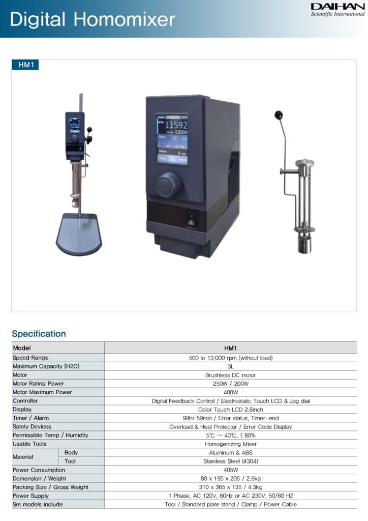 Digital Homomixer HM1 - High-Performance Homogenizing Mixer with Touch ...